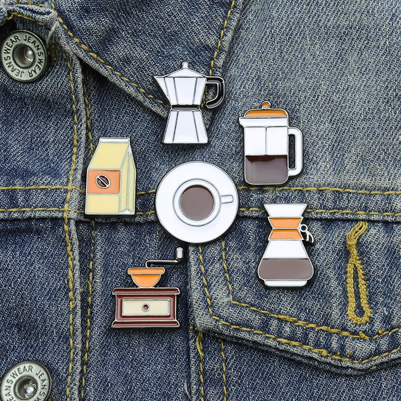 Coffee Series Enamel Pin Coffee Pot Cup Brooch Badges Bag Clothes Lapel ...