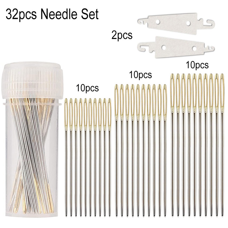 32 Pcs/set of Large Eyelet Sewing Needle with Stainless Steel Needle ...