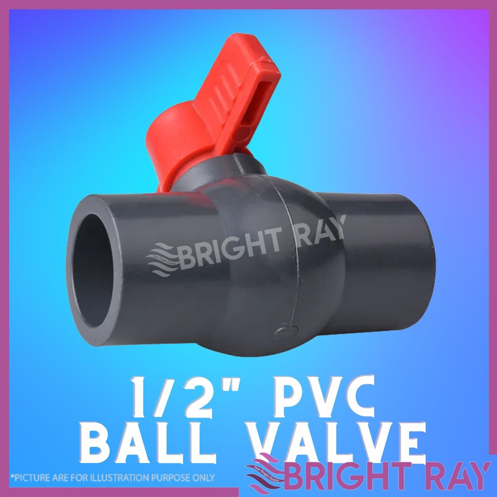 1/2" PVC BALL VALVE Socket End Compact T-Handle Stopcock Water Shut-Off ...