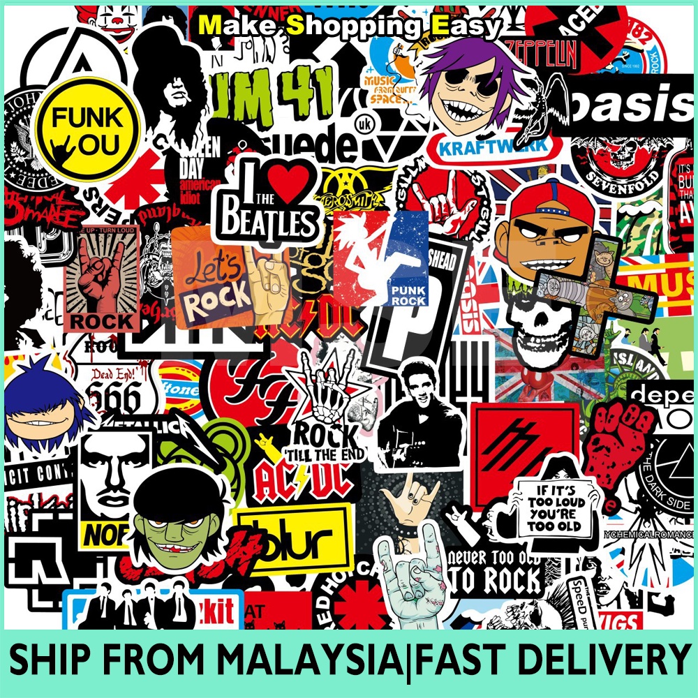 MSE 100pcs Rockstar Logo Rock Band Waterproof Skateboard Laptop Luggage ...