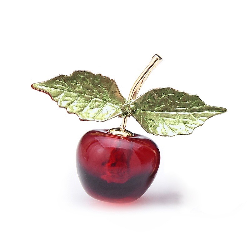 Nice Fruit Brooch Transparent Red Cherry Pins Fashion Enamel Pin for ...