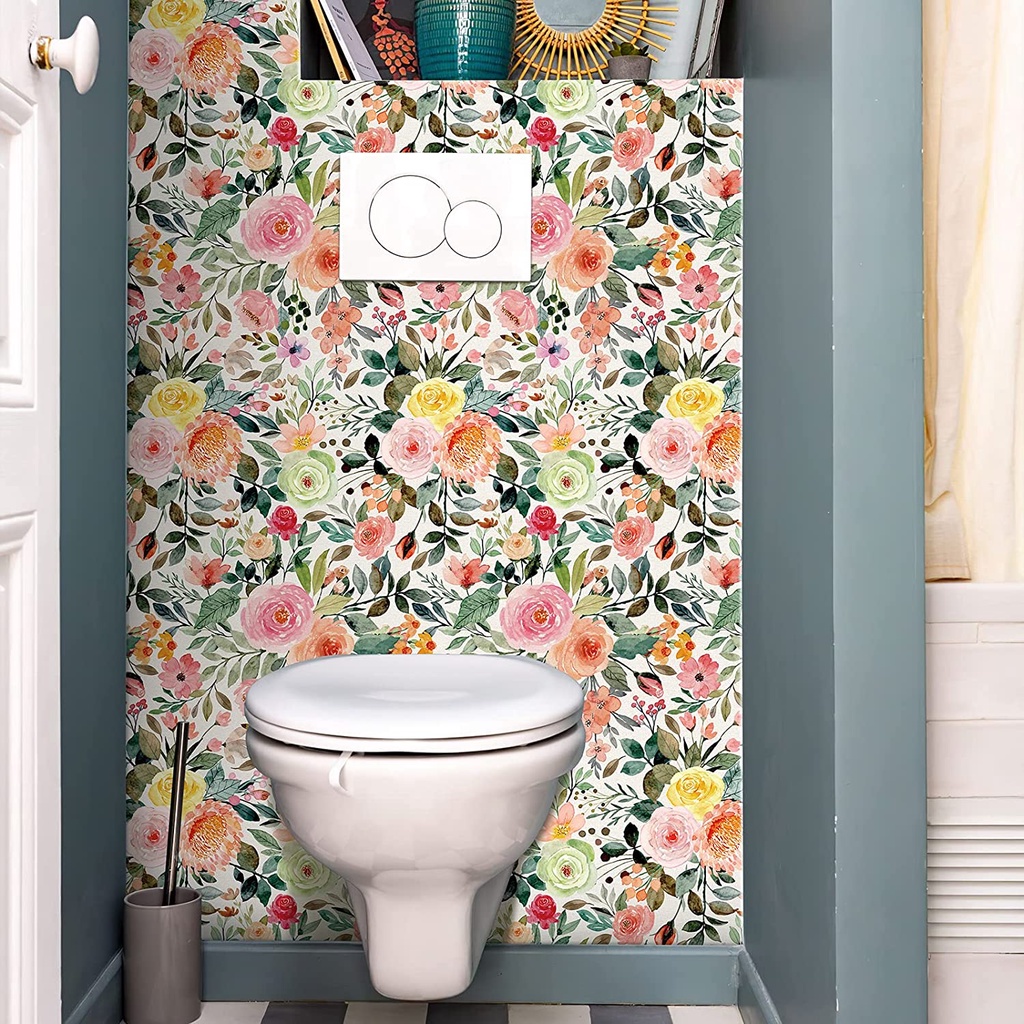Blooming Floral Wallpaper Kertas Dinding Peel and Stick-Watercolor ...