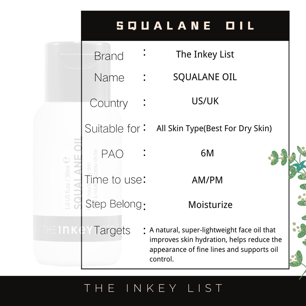 The Inkey List Squalane Oil (30ml) | Shopee Malaysia
