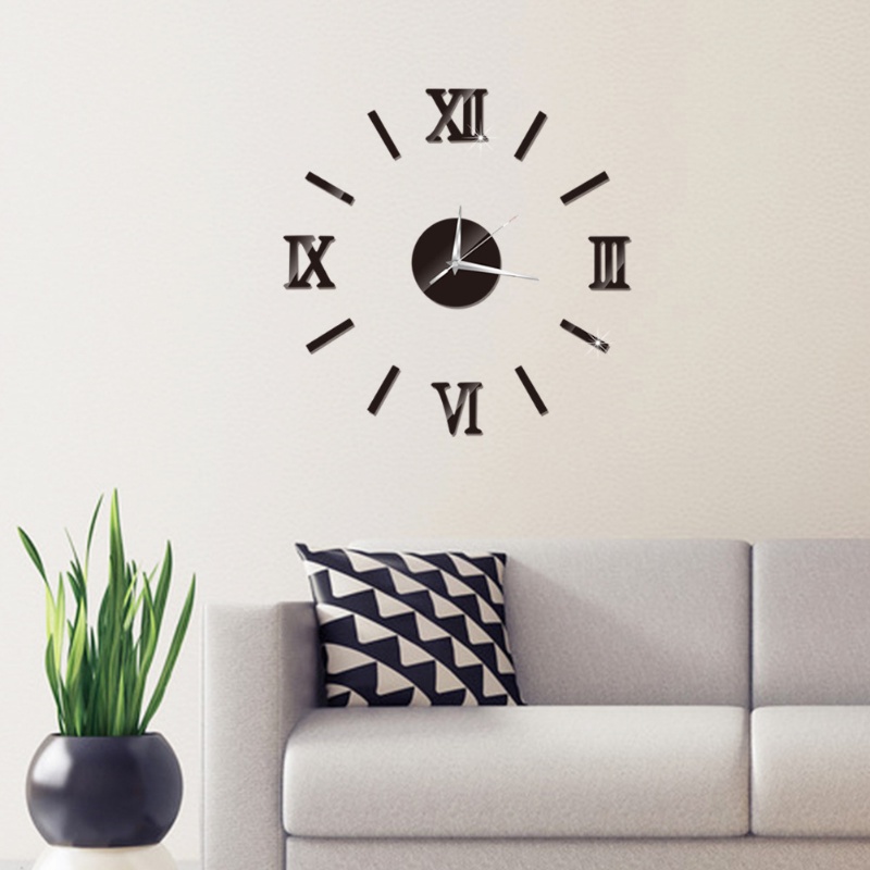 3D Creative DIY Wall Clock Acrylic Mirror Wall Clock Stickers Fashion ...