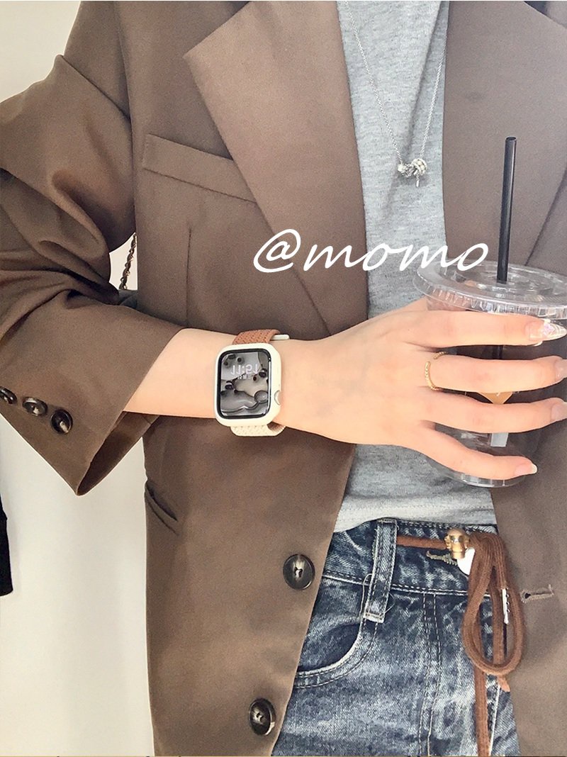 Stitching color Adjustable Nylon iWatch Strap For iWatch Series s9 S8 ...