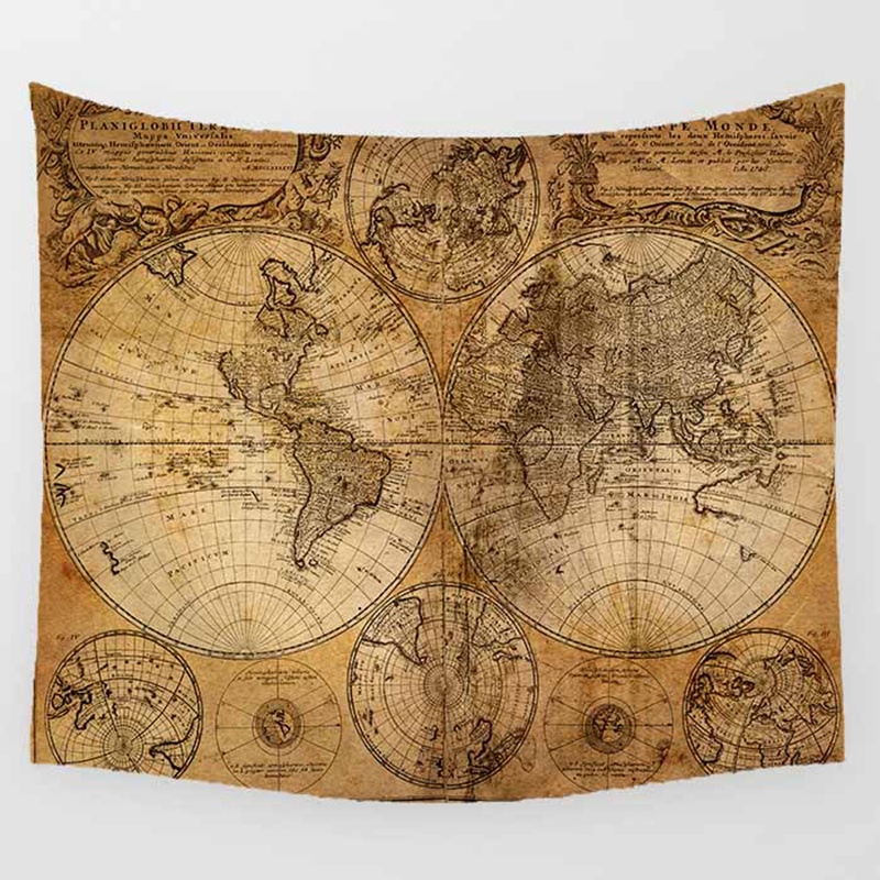 vintage world map wall tapestry Rectangle Wall Hanging Tapestry Wall ...