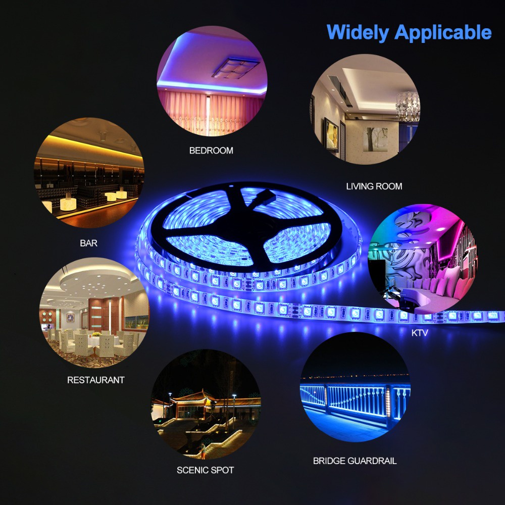 5M 5050 2835 LED Strip Lights Cool Warm White Green Blue Red Yellow RGB ...