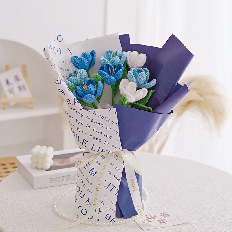 DIY Artificial Flower Bouquet InsHandmade Tulip Crochet Flower ...