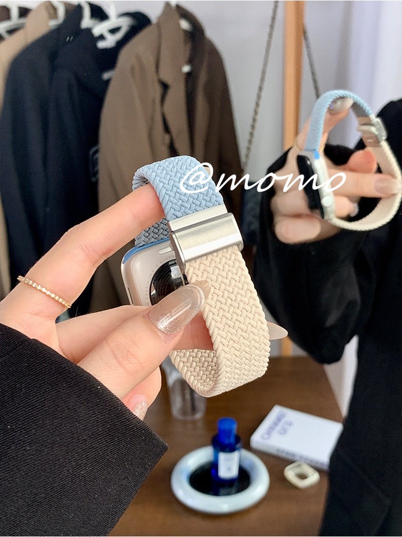 Stitching color Adjustable Nylon iWatch Strap For iWatch Series s9 S8 ...