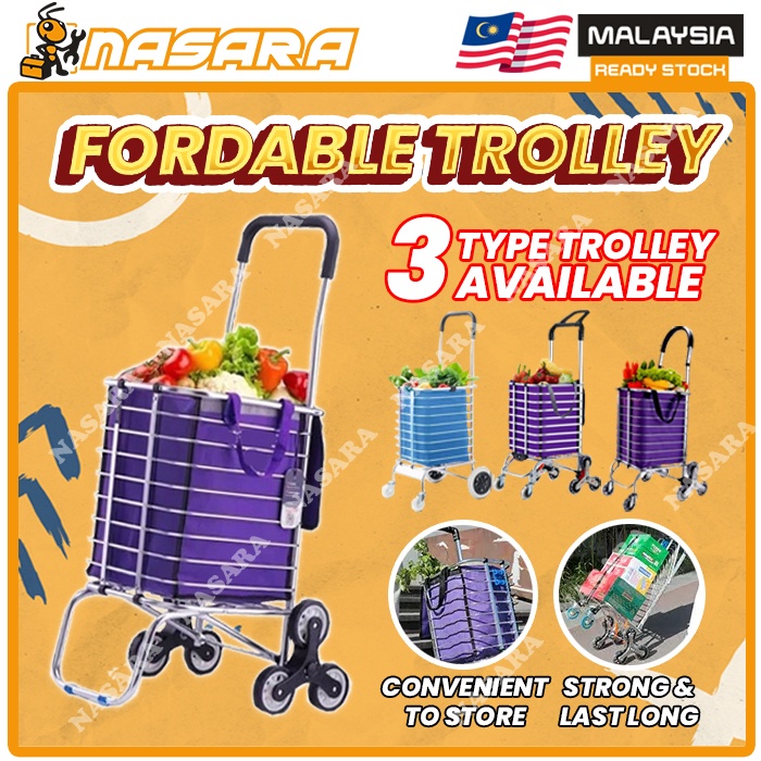 Nasara 4 Wheel / 6 Wheel / 8 Wheel Aluminium Foldable Shopping Cart ...