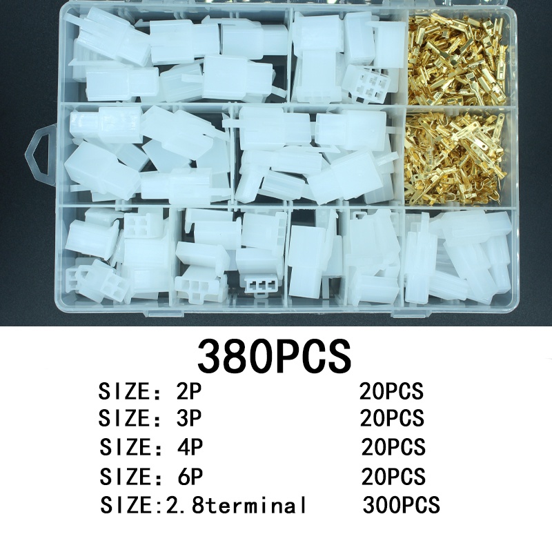 380PCS Wire Connector 2P/3P/4P/6P Terminal High Quality Plastic Shell ...