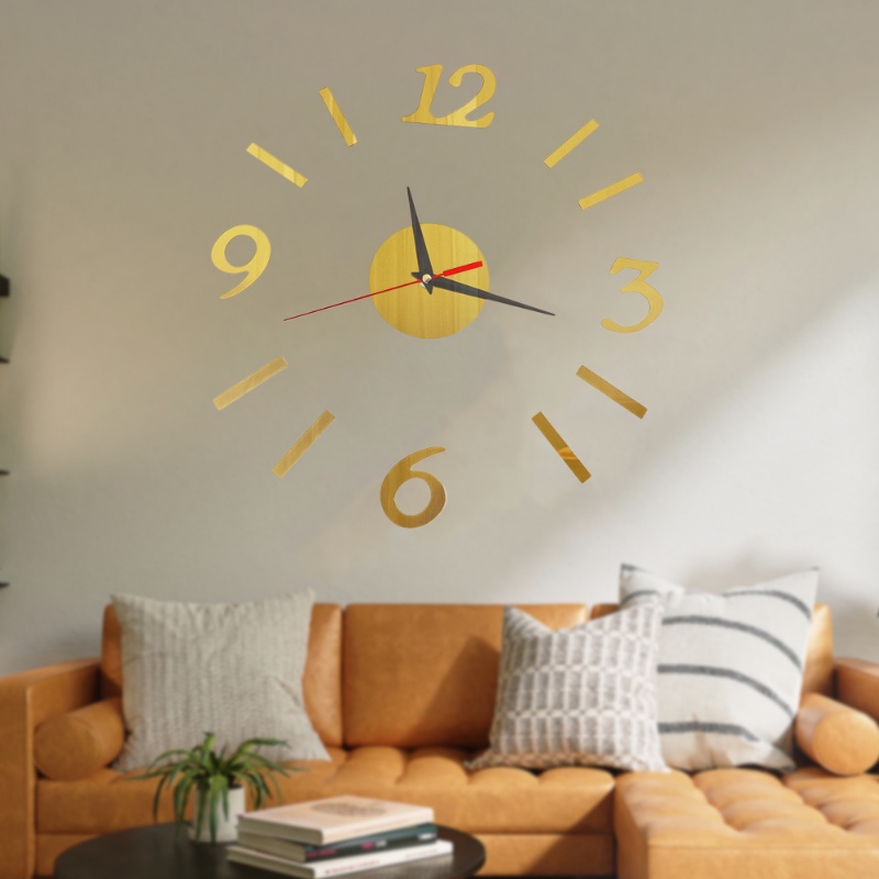3D Creative DIY Wall Clock Acrylic Mirror Wall Clock Stickers Fashion ...