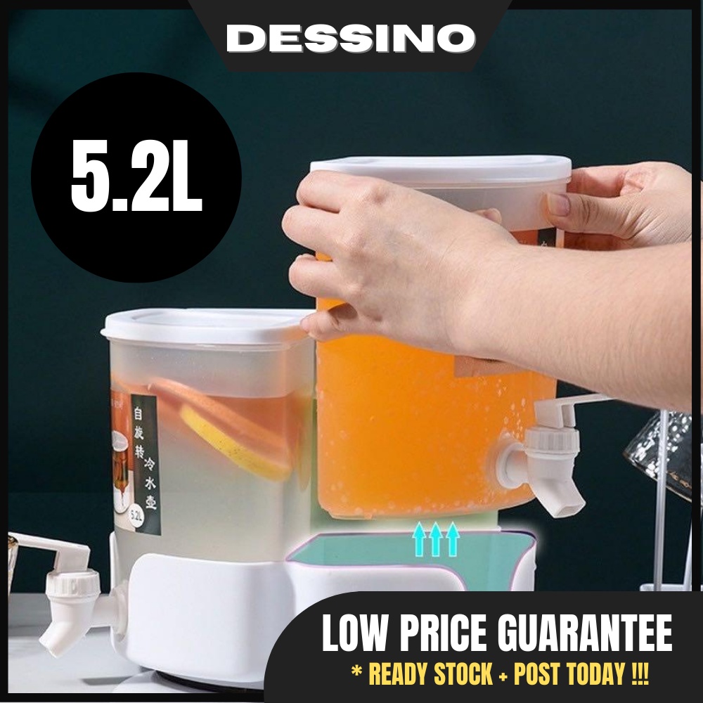 DESSINO 5.2L Jag Berkapasiti Besar 360° Jag Bekas Air Dispenser Air ...