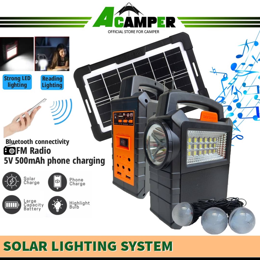 Multifunction YOBOLIFE Solar Lighting System Bluetooth FM Radio MP3 ...