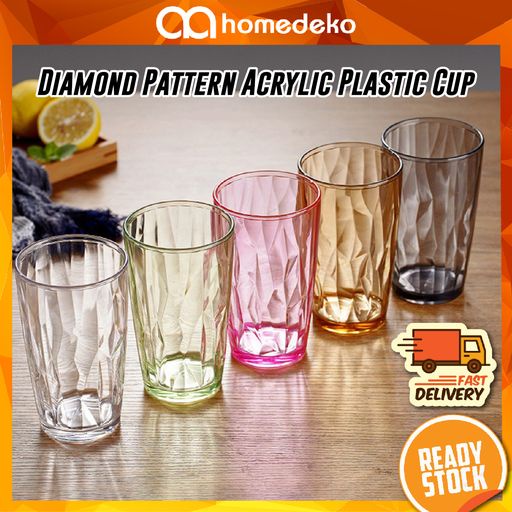 310ml/500ml Diamond Pattern Acrylic Plastic Cup Cawan Air Juice Cup ...