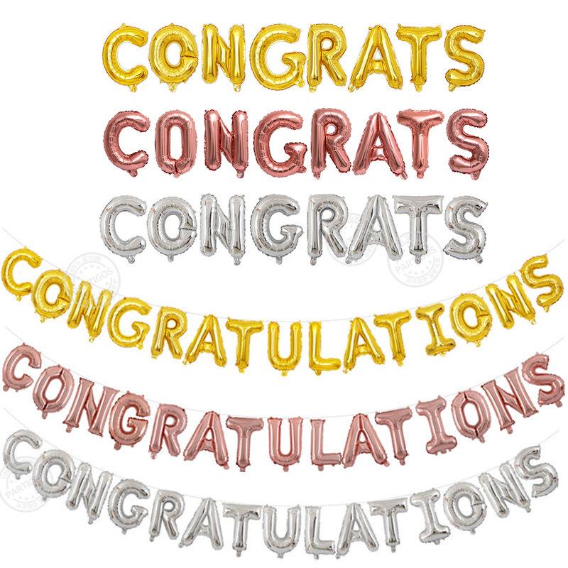 16 Inch Congratulations Set Foil Balloon Banner Bunting Tahniah ...