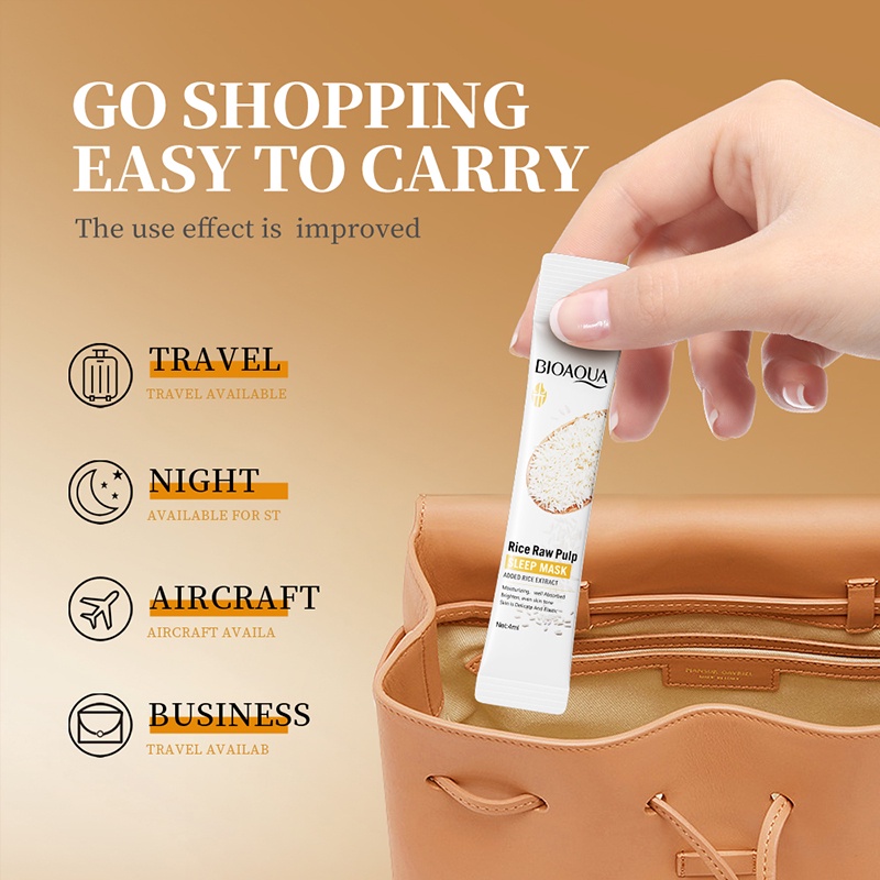BIOAQUA Rice Raw Pulp Sleeping Mask Moisturizing Brightening Sleeping Mask (4ml x 20pcs ...