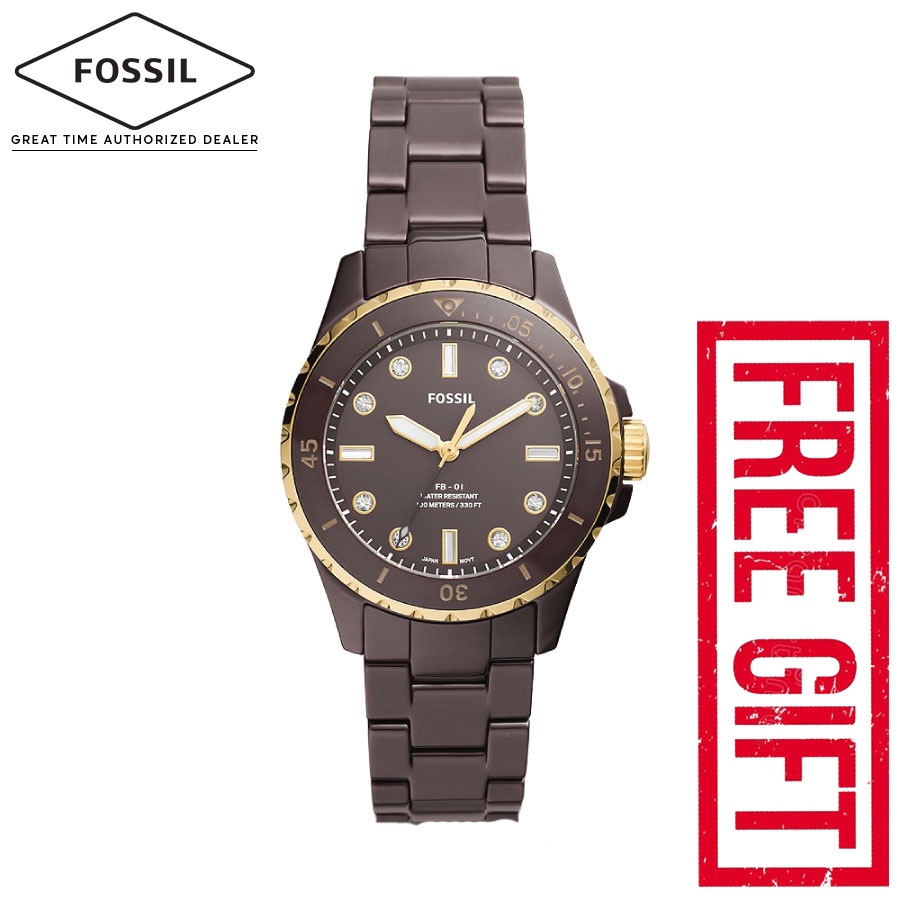 Fossil CE1121 Women's FB-01 Three-Hand Brown Ceramic Watch | Shopee Malaysia