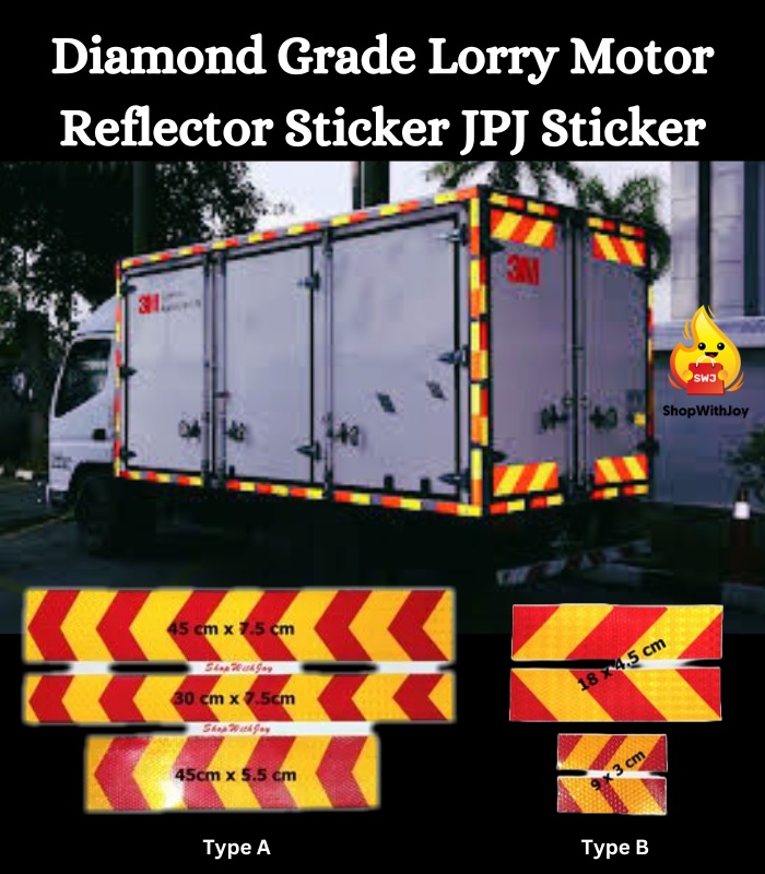 【ShopWithJoy】 Diamond Grade Lorry Motor Reflector Sticker JPJ Sticker ...