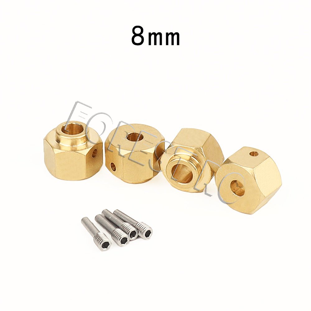 4pcs 6/7/8/9/10/12mm Heavier Brass 12mm Wheel Hex Wheel Hub Extended Adapter for 1/10 RC Crawler ...