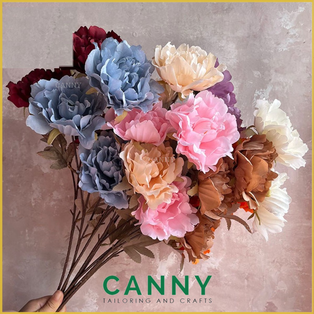 (1pcs) Bunga Tiruan Peony 3 Kepala / Flower Home Decoration / Wedding ...
