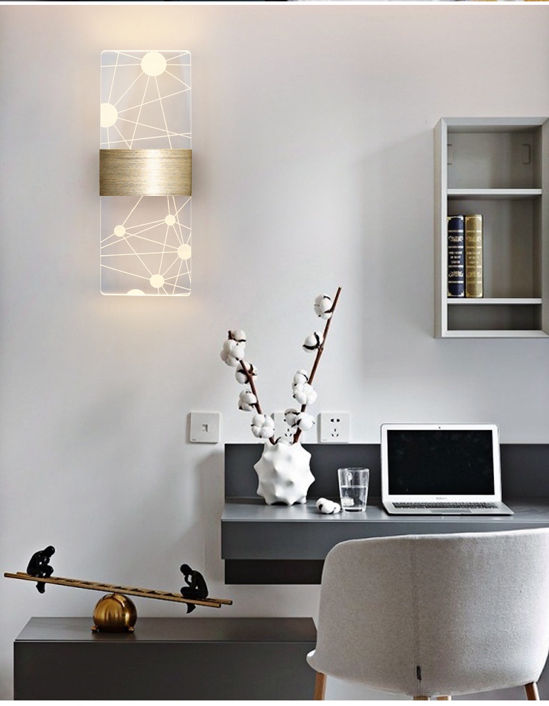 Modern LED Wall Light Living Room Bedroom Minimalist Acrylic Gold Wall ...