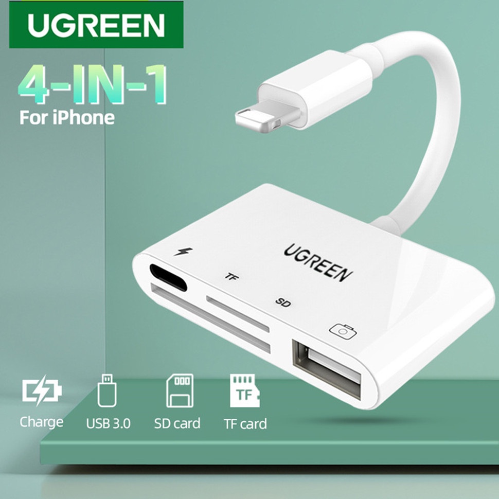 Ugreen 4 In 1 SD TF Memory Card OTG Adapter 8Pin To SD TF UBS Card ...