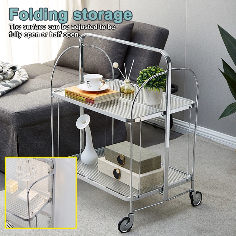 GDeal 2 Layer Portable Medieval Glass Trolley Storage Rack Living Room ...
