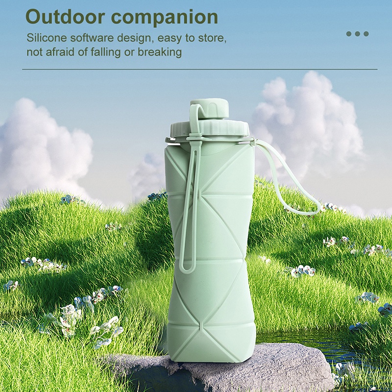 Foldable Water Bottle Silicone Portable Reusable BPA Free Large Capacity Travel Gym Kids ...