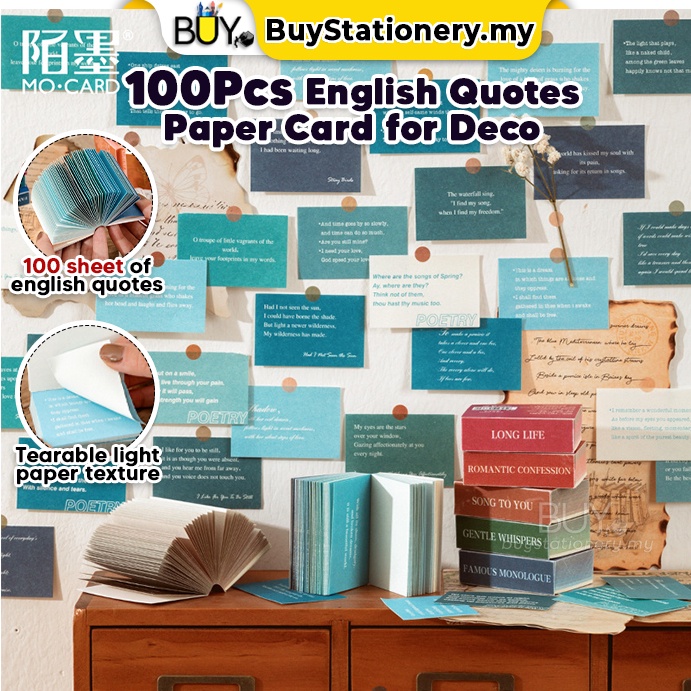 100pcs English Quote Paper Card Book Ins Aesthetic Decoration Diary ...