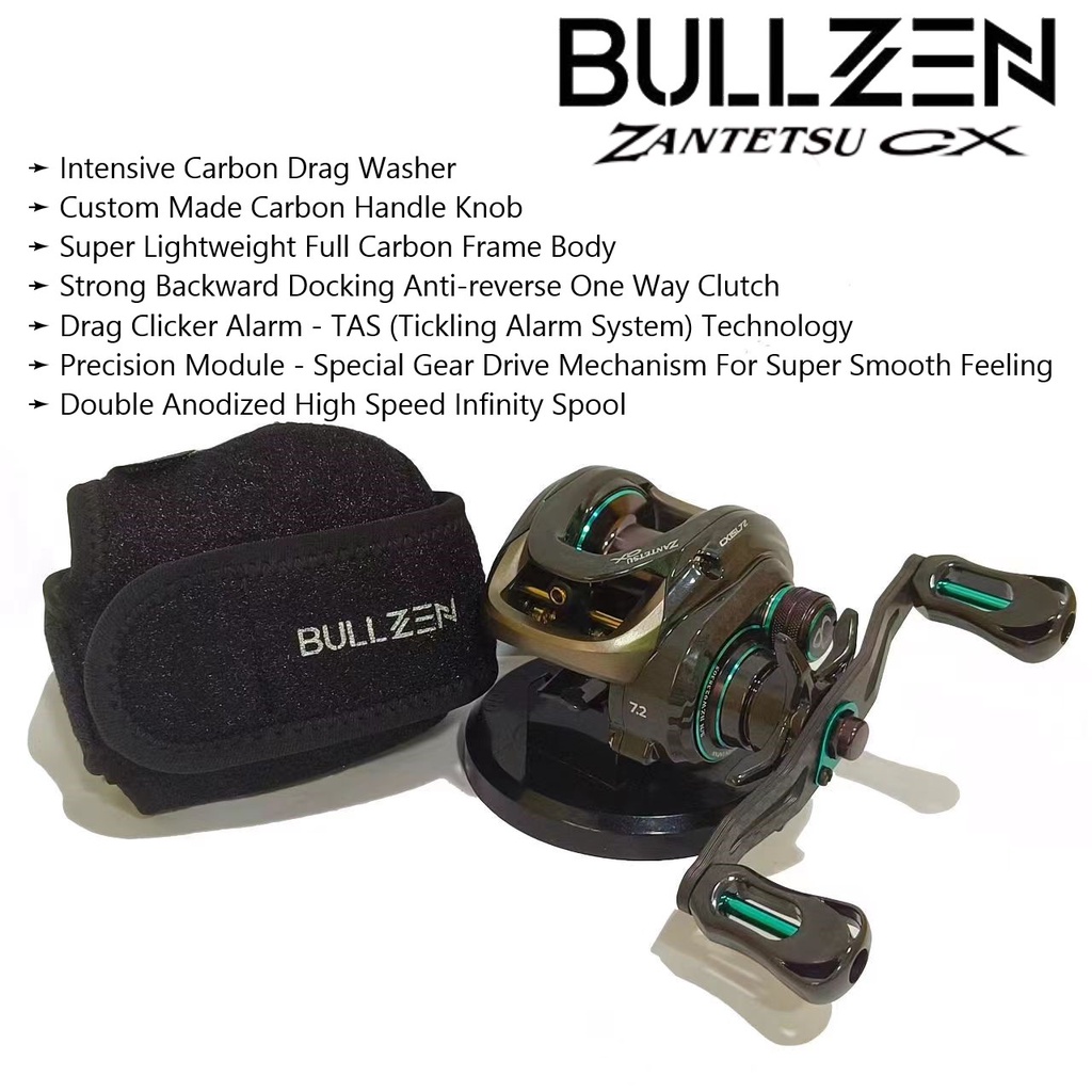 BULLZEN ZANTETSU CX BC FISHING REEL (CLICKER SOUND & SUPER LIGHTWEIGHT ...