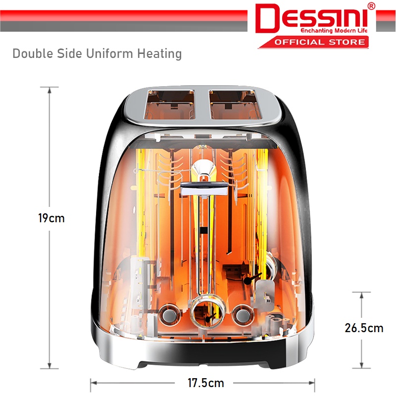 DESSINI ITALY Double Sided Electric Bread Toaster Sandwich Maker 7 ...