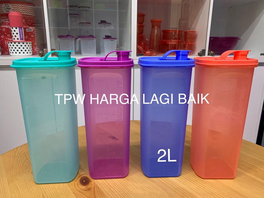 Tupperware Slimline / Fridge Water Bottle 2L (1pc) / Botol Air Petak ...