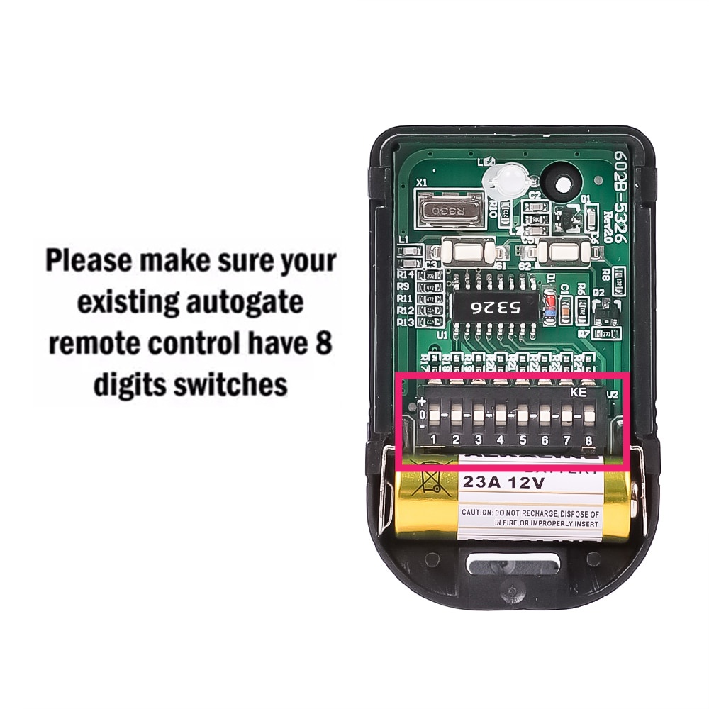 8 Dip Switch 433Mhz 330mhz Smart Copy Remote Control Fixed Code 2 CH Duplicator For Gate Garage ...