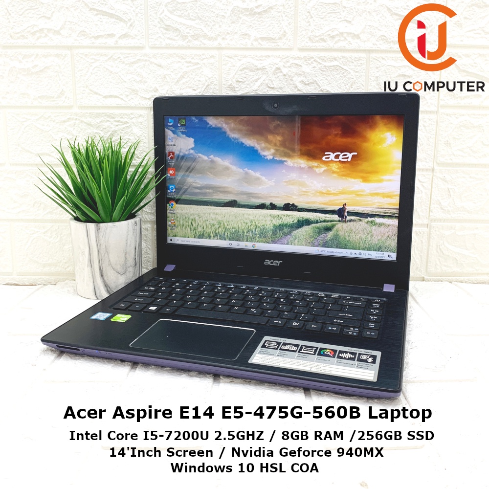ACER ASPIRE E14 E5-475G-560B INTEL CORE I5-7200U 8GB RAM 256GB SSD 940MX USED LAPTOP REFURBISHED ...