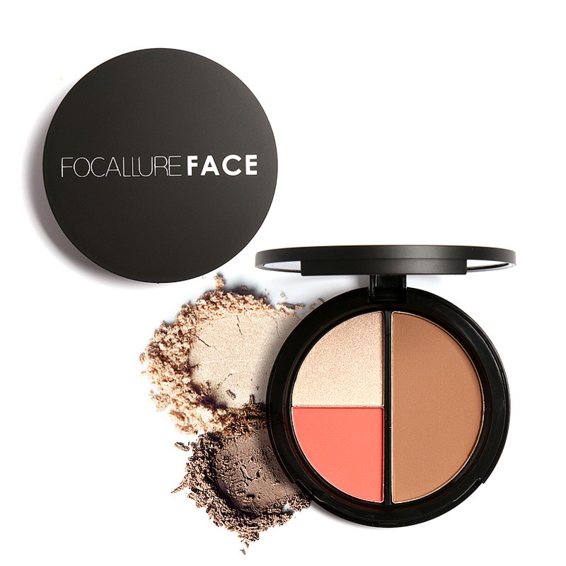 FOCALLURE FA20 3 Colors Bronzer Highlighter Contour Blush Makeup ...