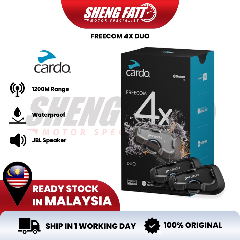 CARDO Freecom 4X Duo Intercom Communication System Duo Pack Bluetooth ...