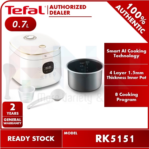 Tefal 0.7L Digital Fuzzy Logic Mini Rice Cooker RK5151 (RK515165 ...