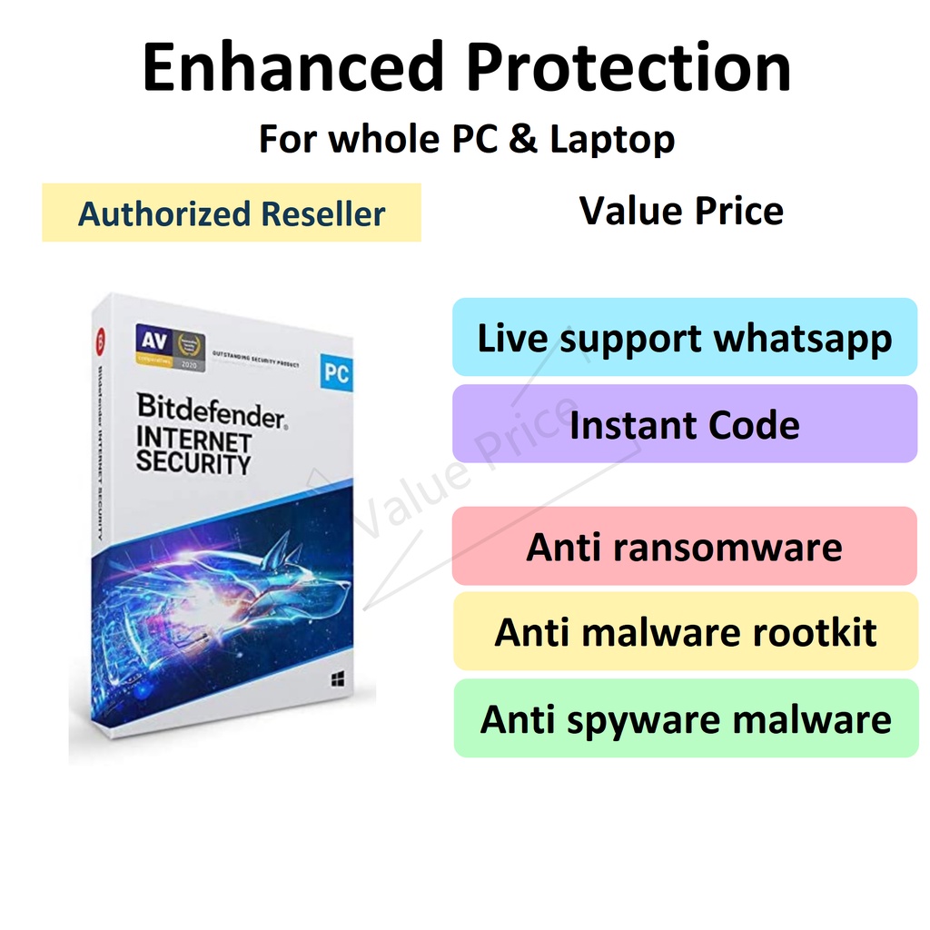 Bitdefender lnternet Security 2025 for PC laptop computer Windows 10 11 anti virus ransomware ...