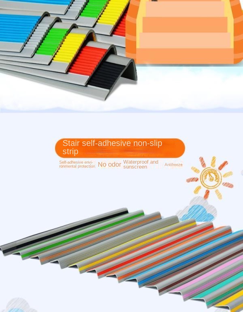 Kindergarten Stair Antislip Strip Self-Adhesive Trim Soft Anti ...