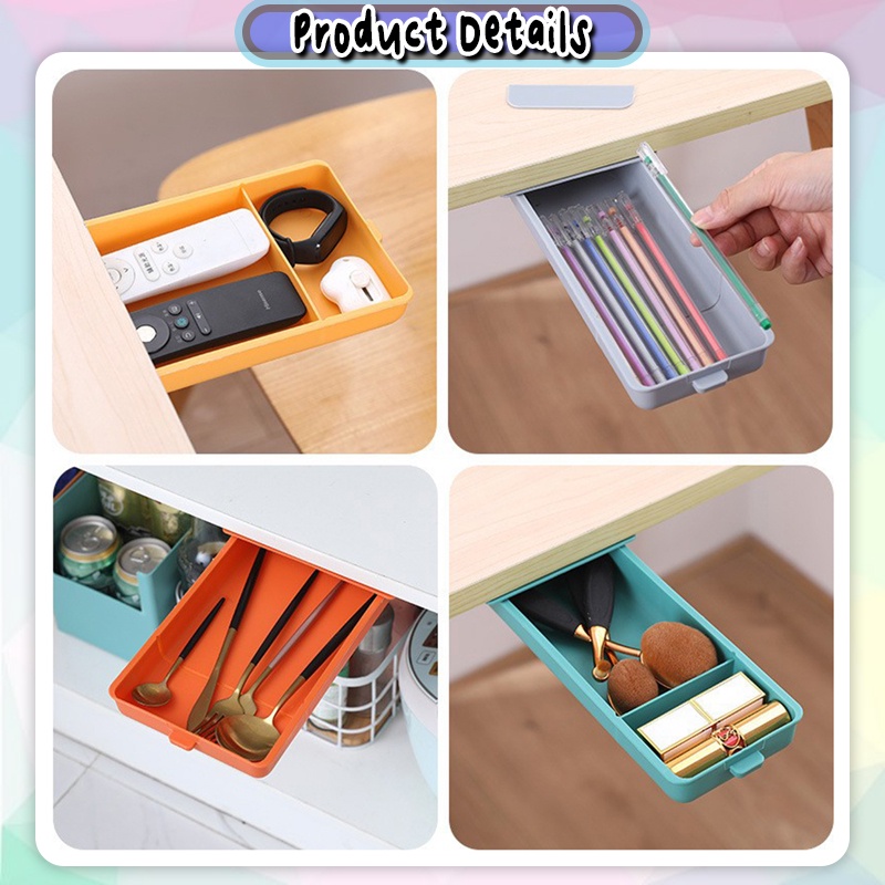 [Little B House] Space-Saving Under Desk Drawer Adhesive Storage Box ...