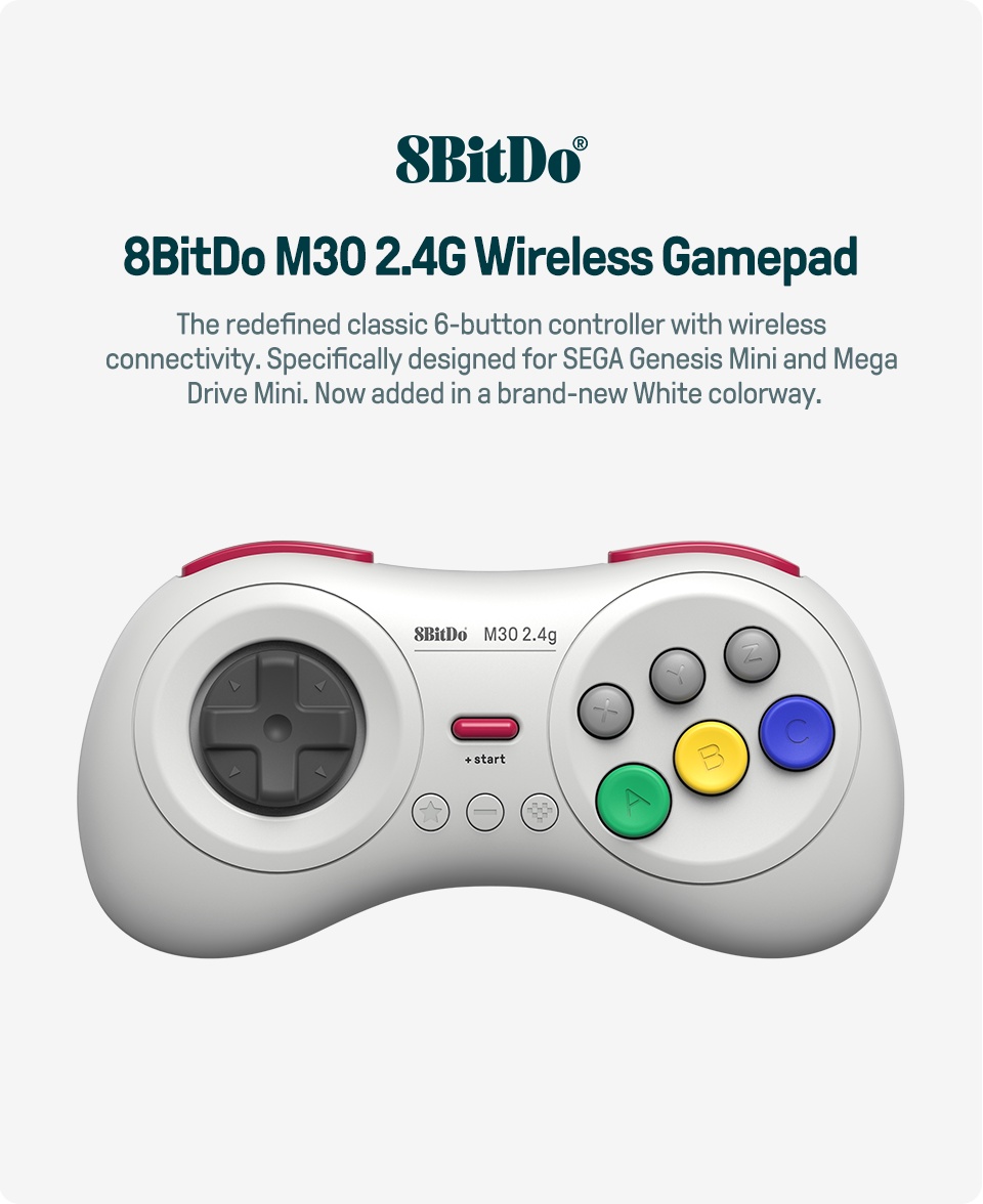 8Bitdo M30 2.4G Mini Gamepad Game Controller for Sega Genesis Mini and ...