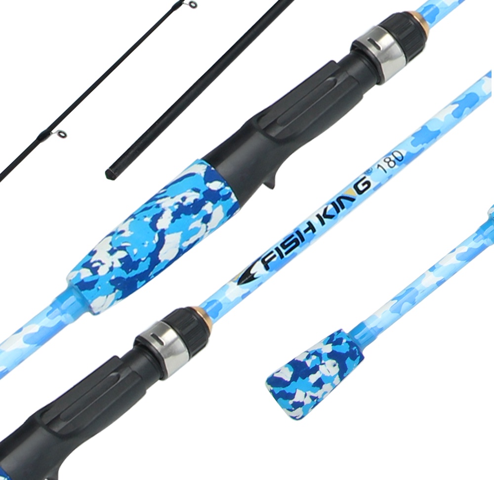 FTK Fishing Rod 2 Sections Casting Lure Pole Rod Camo Blue Glass Fiber ...