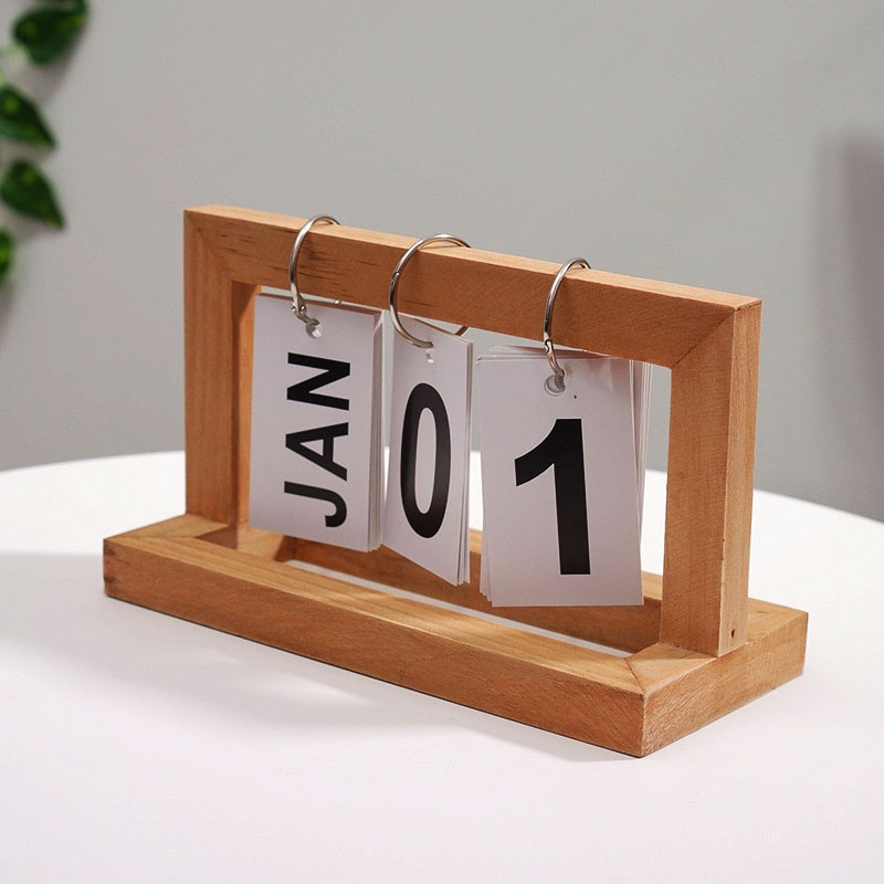 Nordic Simple Wooden Desk Calendar Perpetual Creative Vintage Page ...