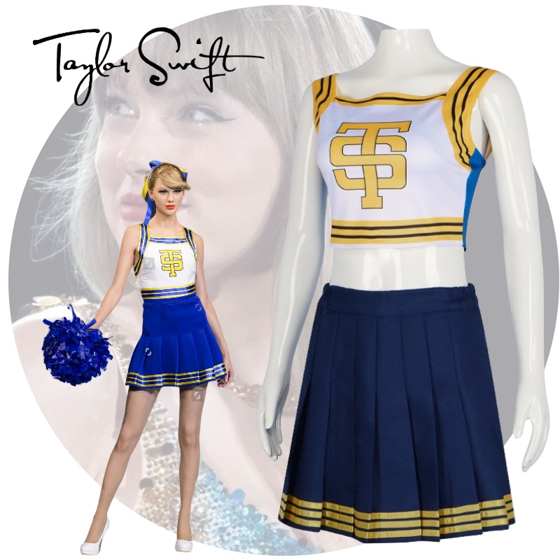 Taylor Cheerleader Uniform Swift Halloween Blue White Cosplay Costume ...