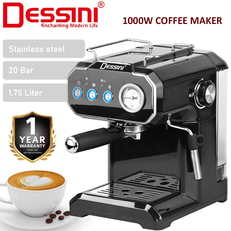 DESSINI ITALY 20 Bar 1.75L Espresso Coffee Maker Brew Froth Cappuccino ...