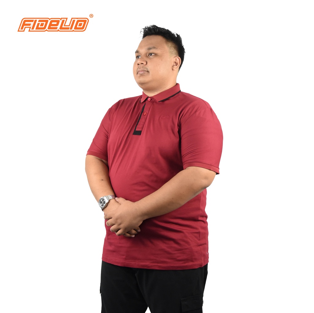 FIDELIO PLUS Contrasted Line Collar Polo Shirts - MAROON(B) | Shopee ...