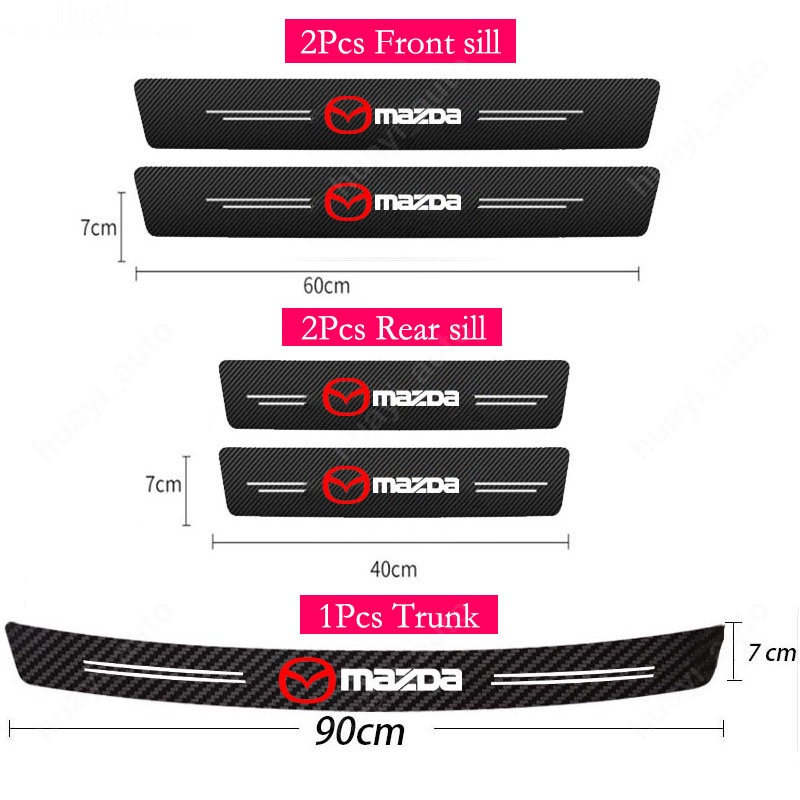 Mazda Car Door Sill Sticker Anti-Scratch Carbon Fiber leather Sticker ...