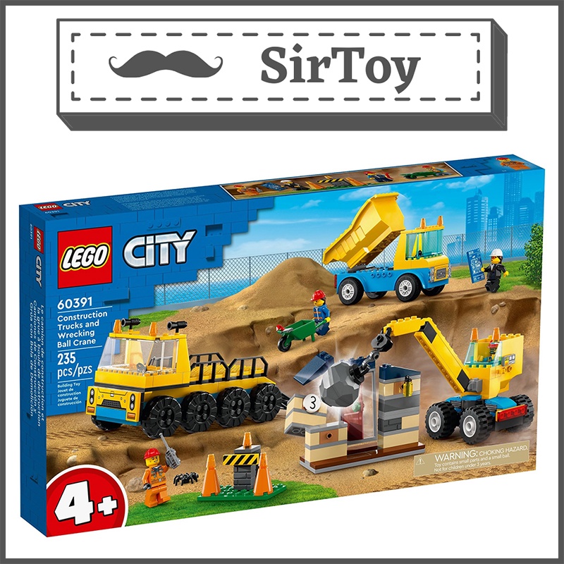 LEGO City 60391 Construction Trucks and Wrecking Ball Crane (235 Pieces ...