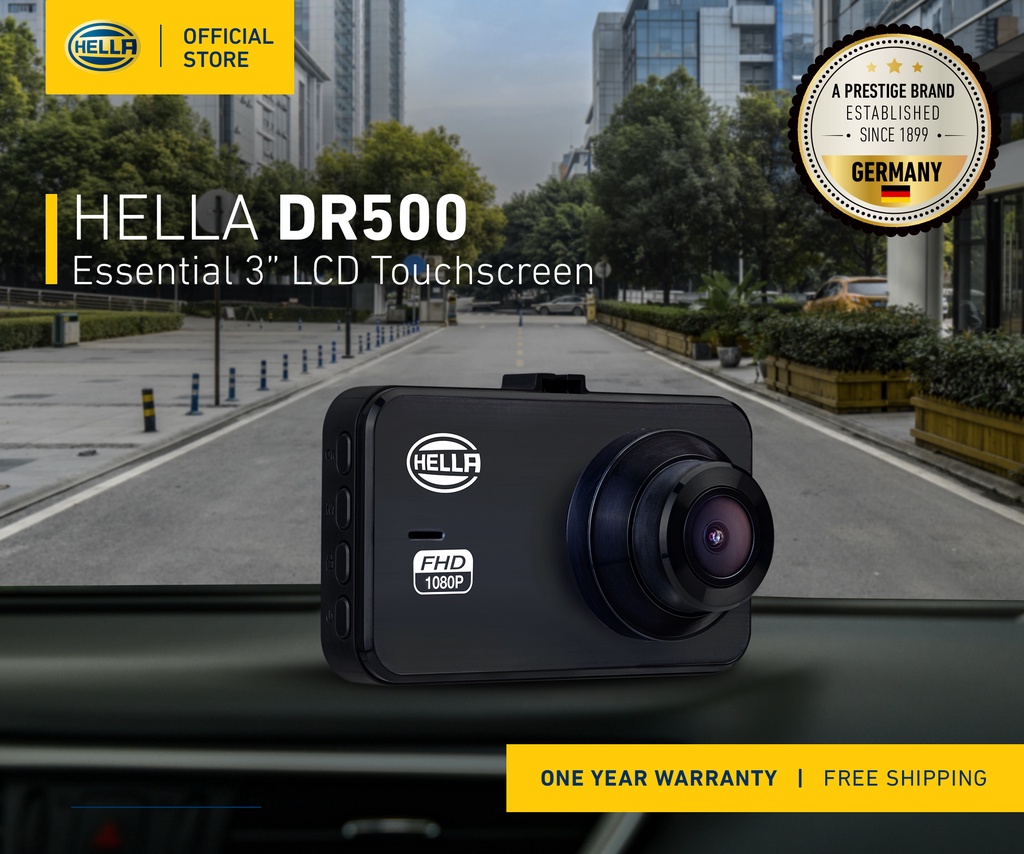 HELLA DR500 Dash Camera Single CH 3.5" LCD Screen Full HD 1080P with G ...